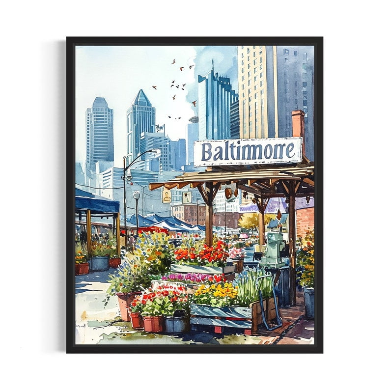 Baltimore Flower Market Poster Art Print, Neutral Botanical Pastel Wall ...