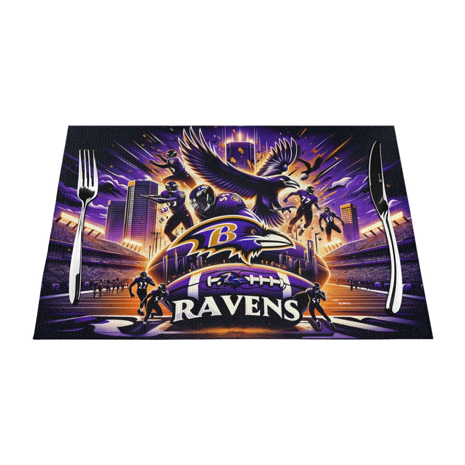 Baltimore Football Team Heat Resistant Placemats Set of 4,Washable PVC ...