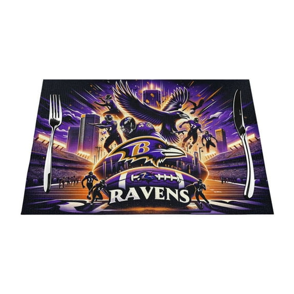 Baltimore Football Team Heat Resistant Placemats Set of 4,Washable PVC ...