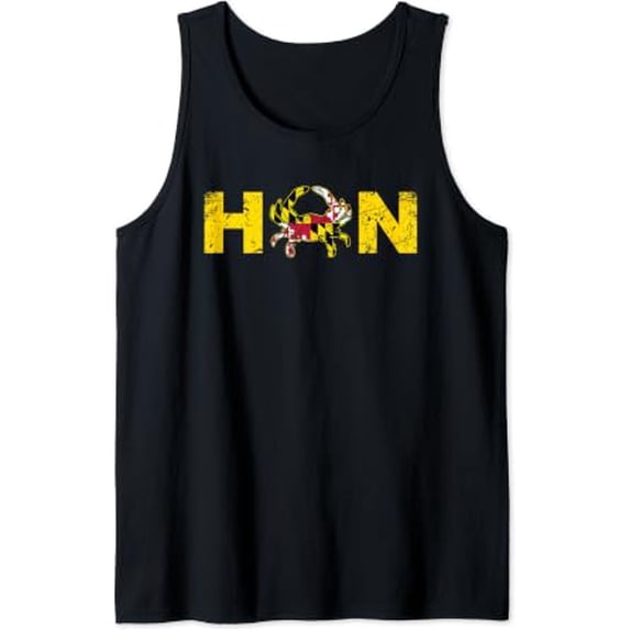 Baltimore Hon Maryland State Crab Banner Distressed Tank Top Size S-3XL ...