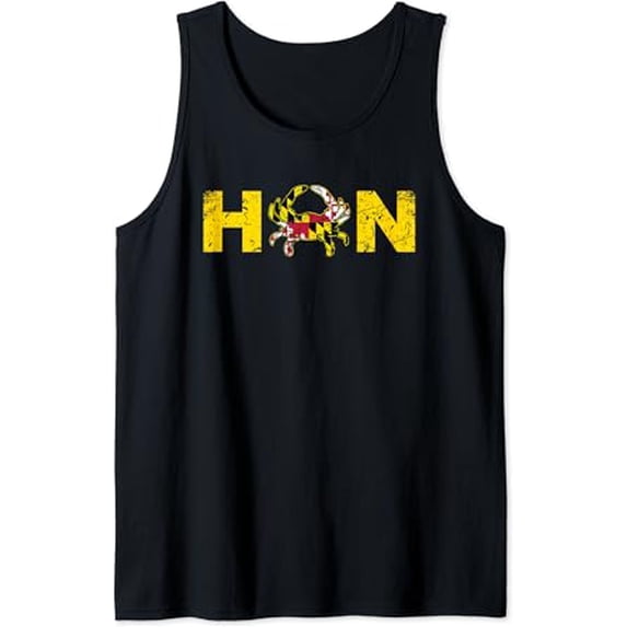 Baltimore Hon Maryland State Flag Crab Banner Distressed Tank Top ...