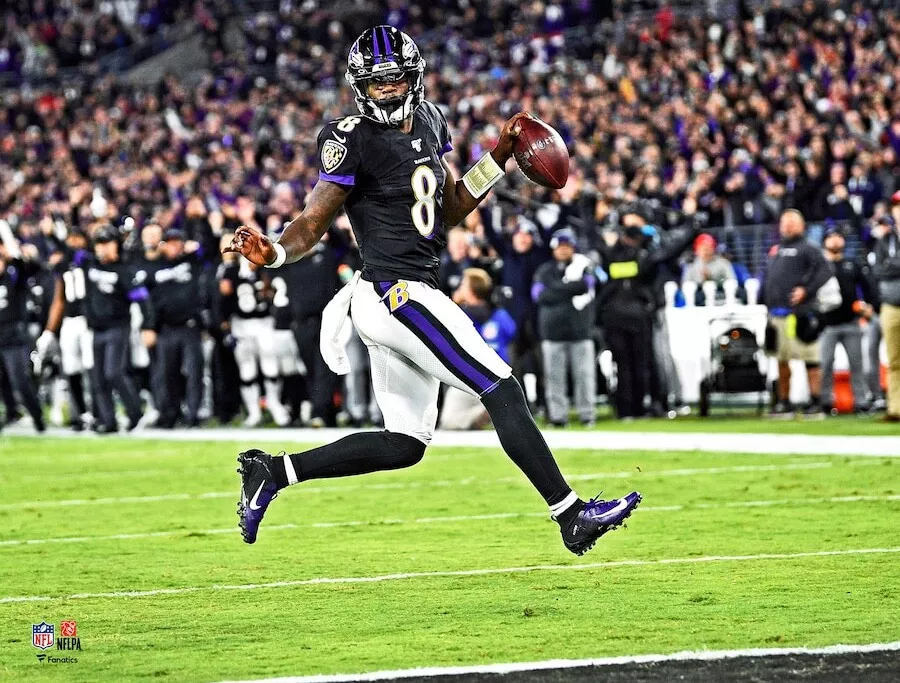 Baltimore Lamar Jackson High Stepping Into The End Zone Multi-size ...