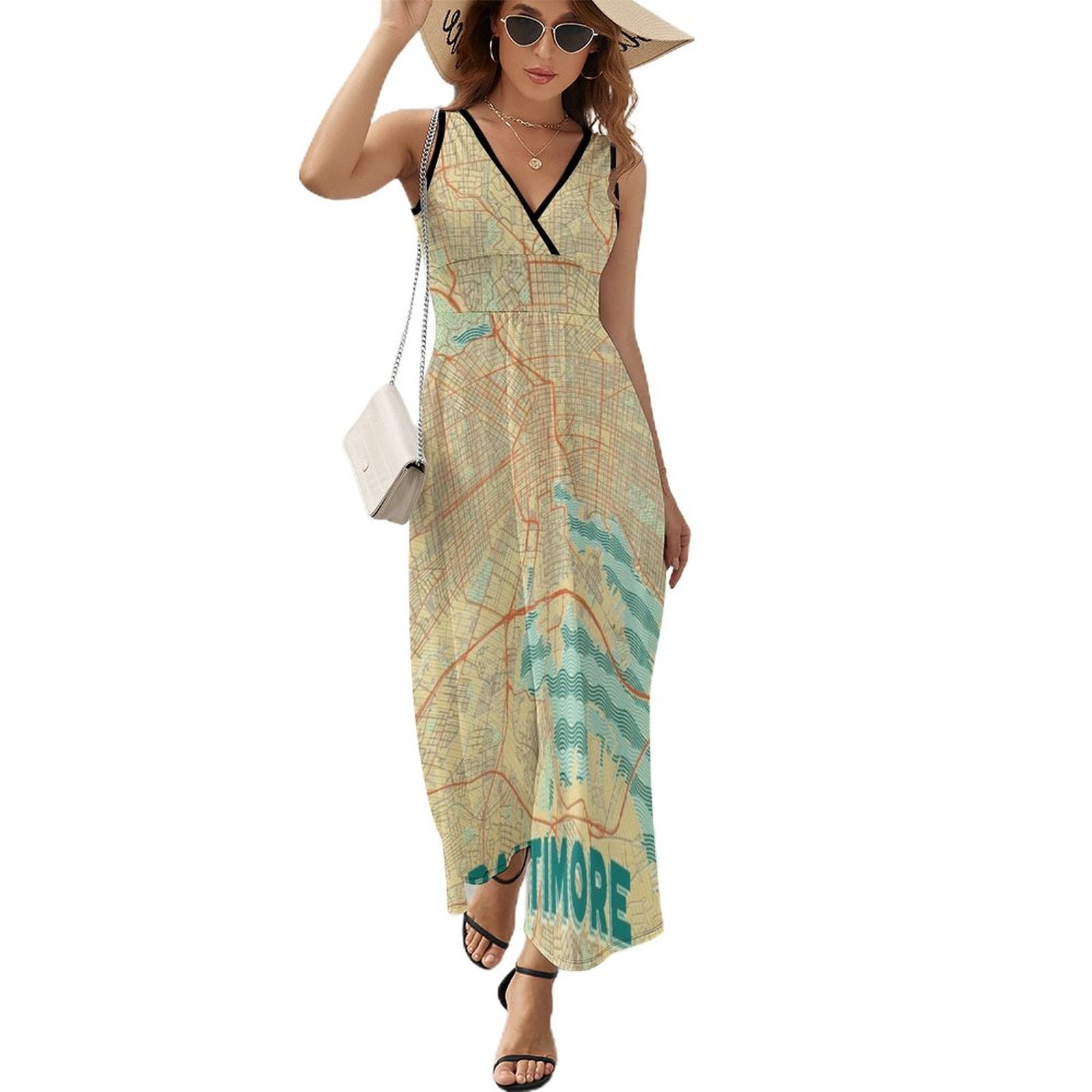 Baltimore Map Retro Sleeveless Dress beach dresses Clothing party dresses women - Walmart.com