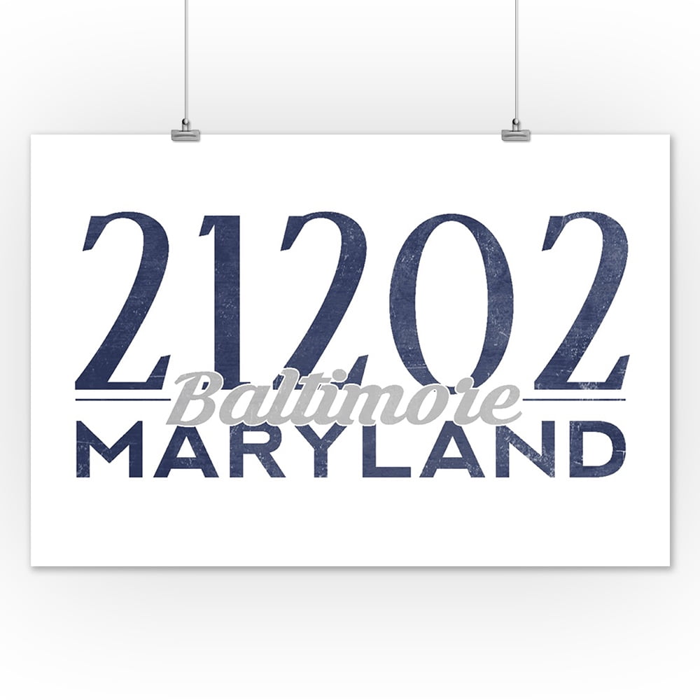 Baltimore, Maryland - 21202 Zip Code (Blue) - Lantern Press Artwork ...