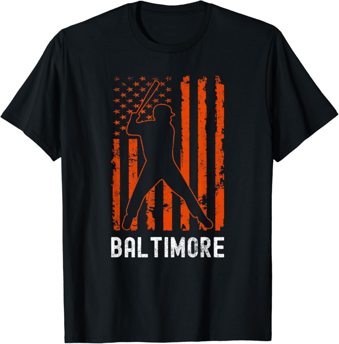 Baltimore Maryland American Flag Baseball Weathered Unisex Men Women T ...