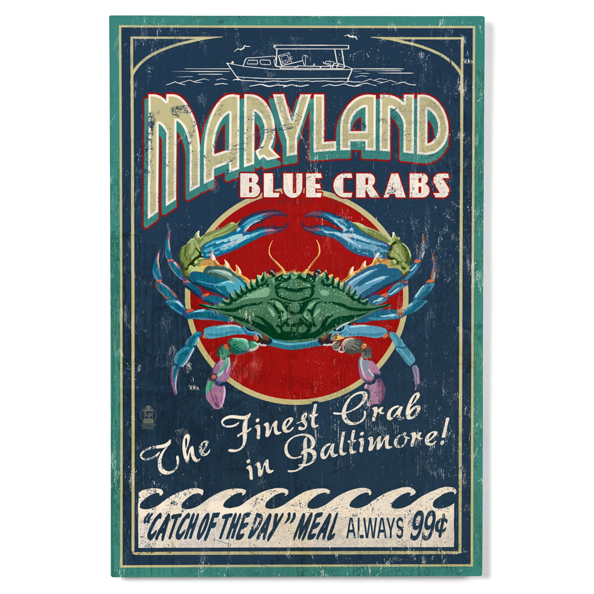 Baltimore, Maryland, Blue Crabs Vintage Sign Birch Wood Wall Sign ...
