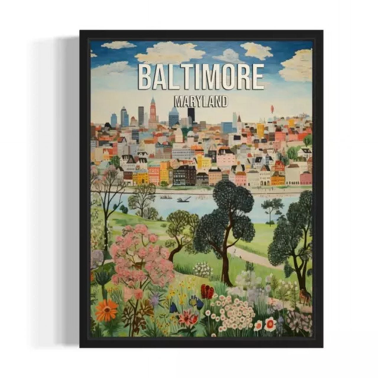 Baltimore Maryland City Skyline Art Print Poster City Wall Art Painting ...