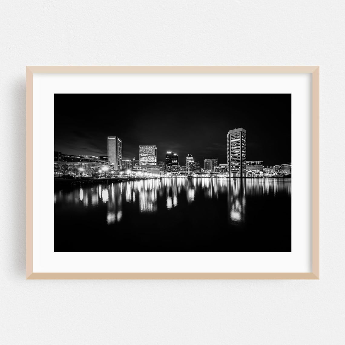 Baltimore Maryland Cityscape Black And White Skyline Nightlife Fine Art ...