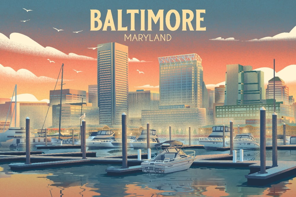 Baltimore, Maryland, Lithograph, City Series (16x24 Giclee Gallery Art ...