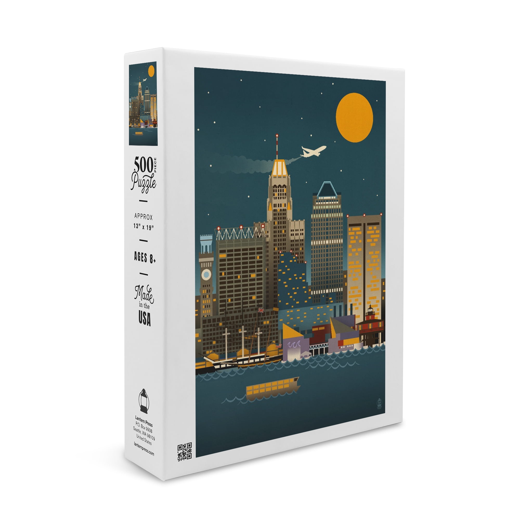 Baltimore, Maryland, Retro Skyline (no text) (19x27 inches, Premium 500 ...