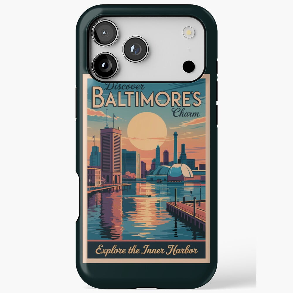 Baltimore Maryland Skyline Travel Artwork For iPhone 11-17 Pro Max ...