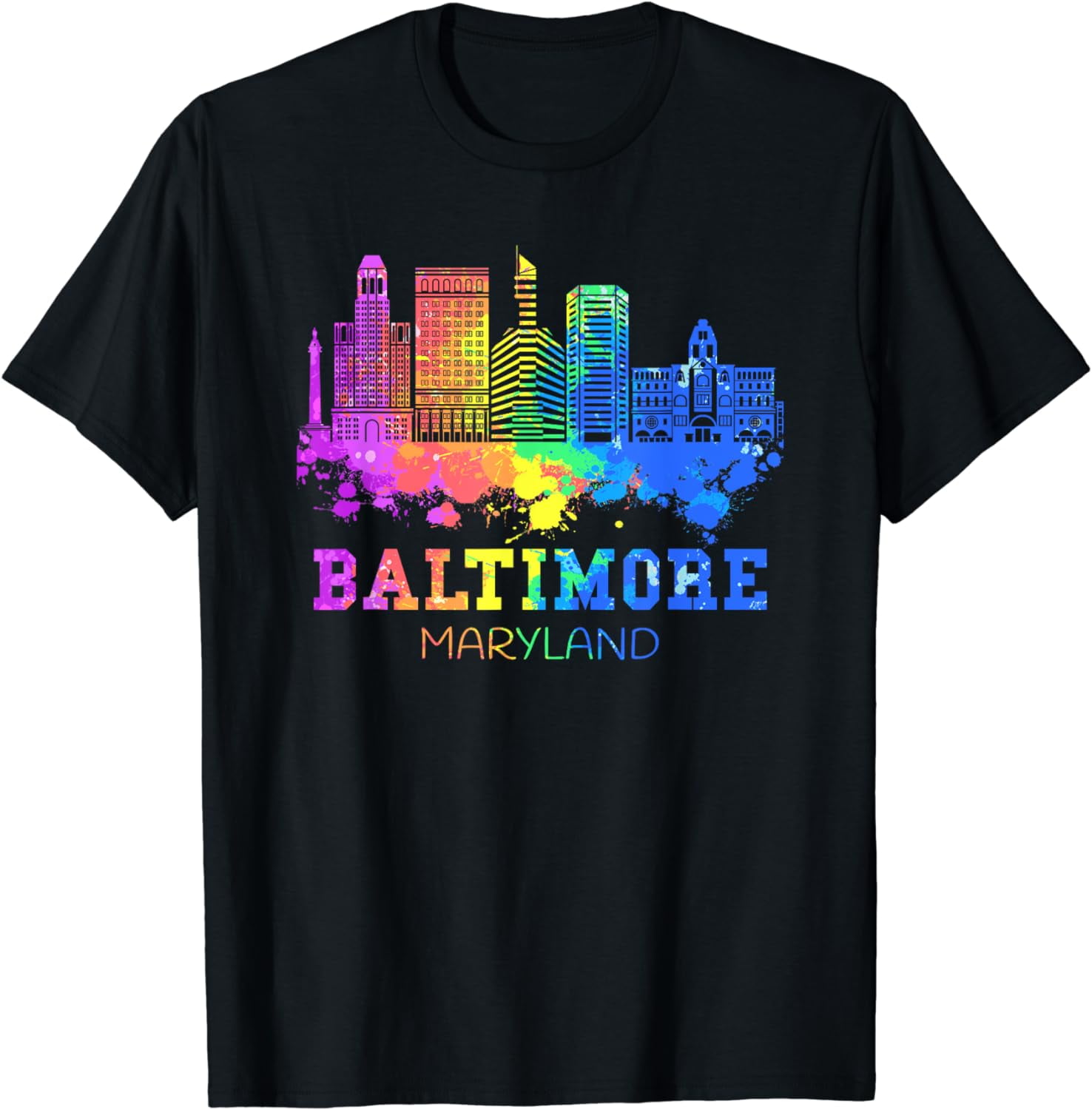 Baltimore Maryland Skyline Watercolor Art Souvenir Baltimore T-Shirt ...