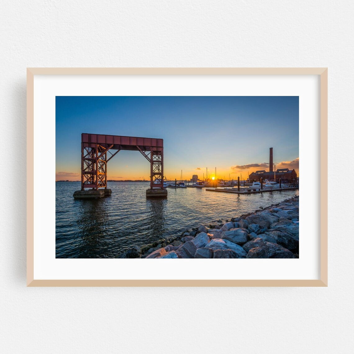 Baltimore Maryland Sunset Harbor Cityscape Boat Fine Scenic ...
