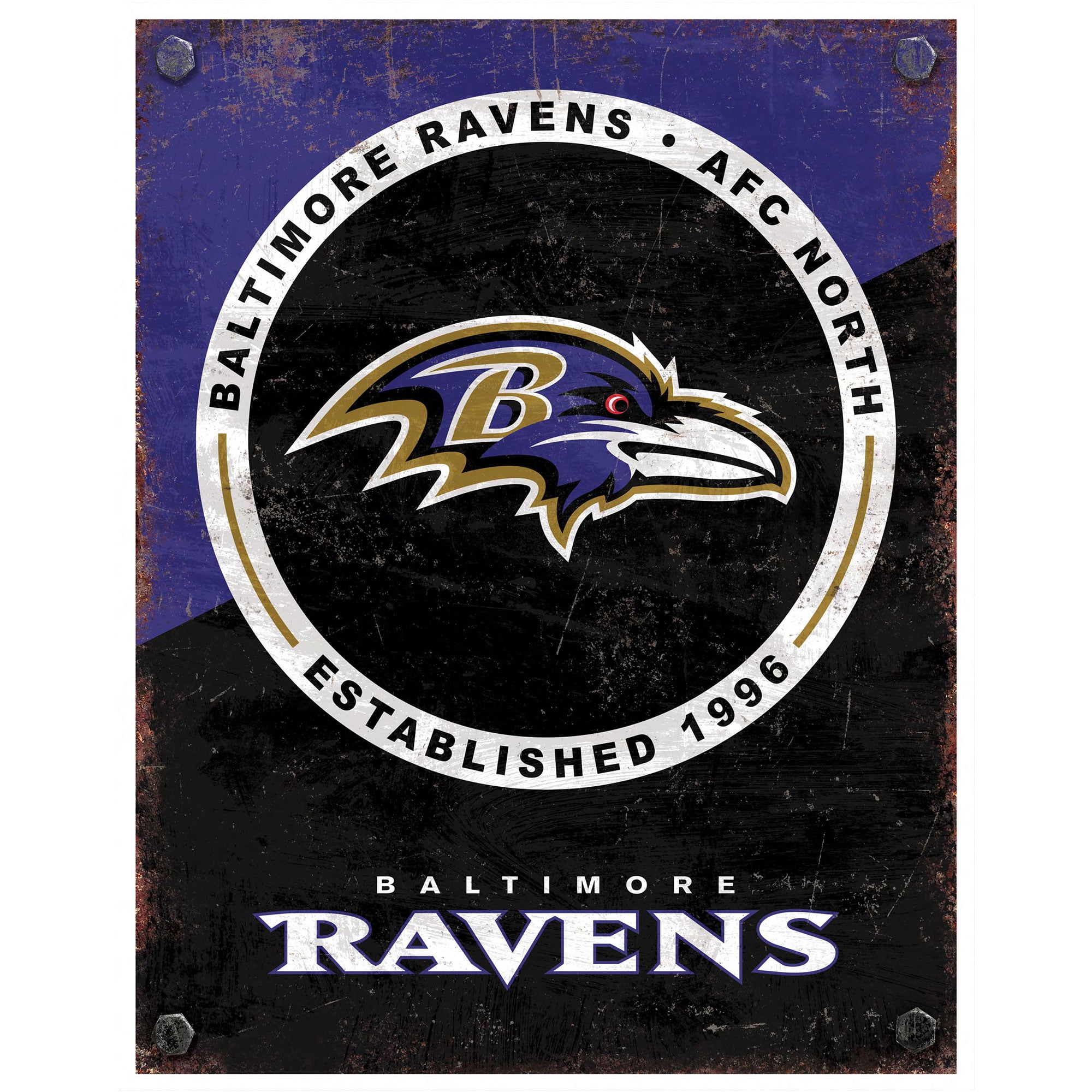 Baltimore Ravens 13" x 20" Two-Tone Established Date Metal Sign ...