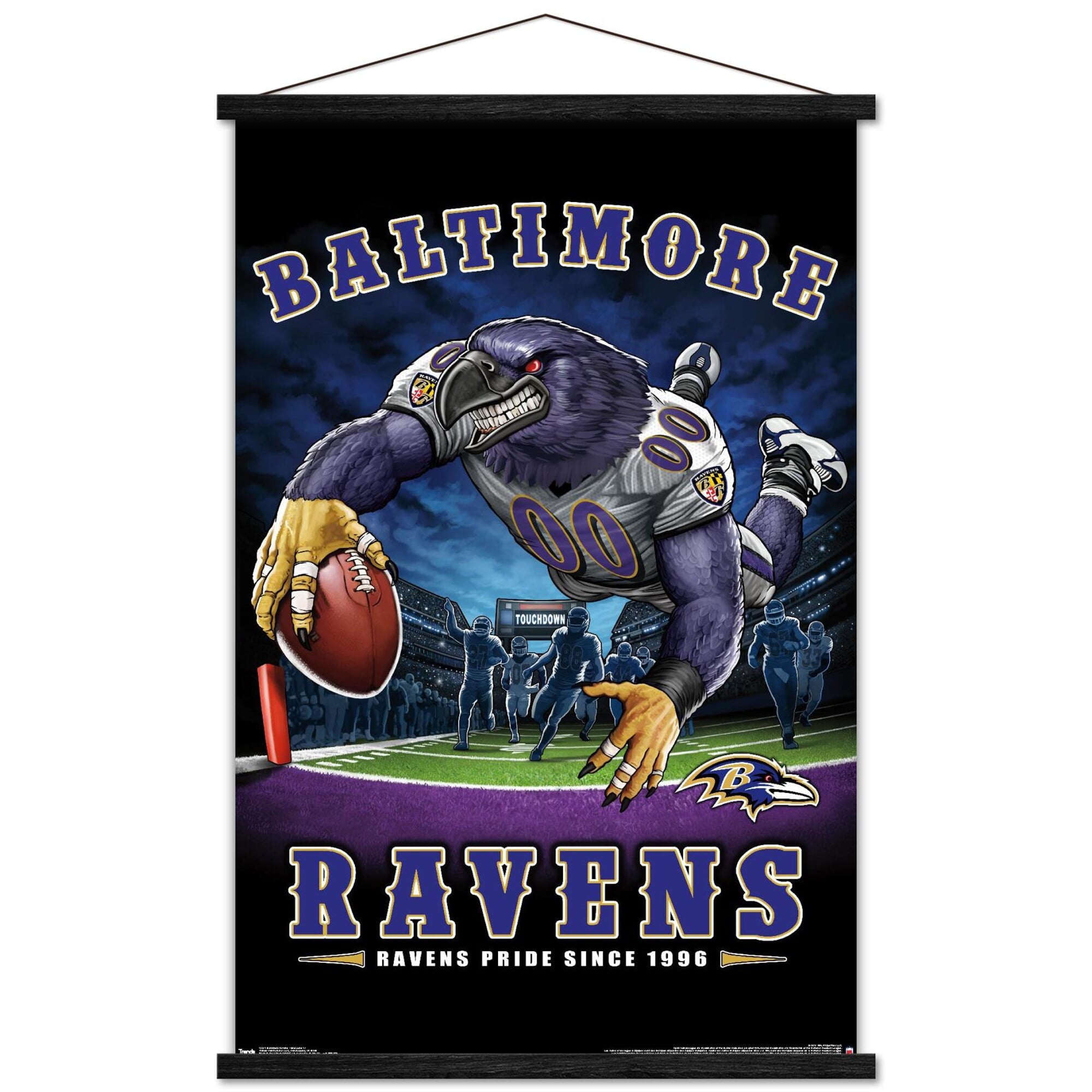 Baltimore Ravens 22.4'' x 34'' Magnetic Framed Mascot Endzone Poster ...