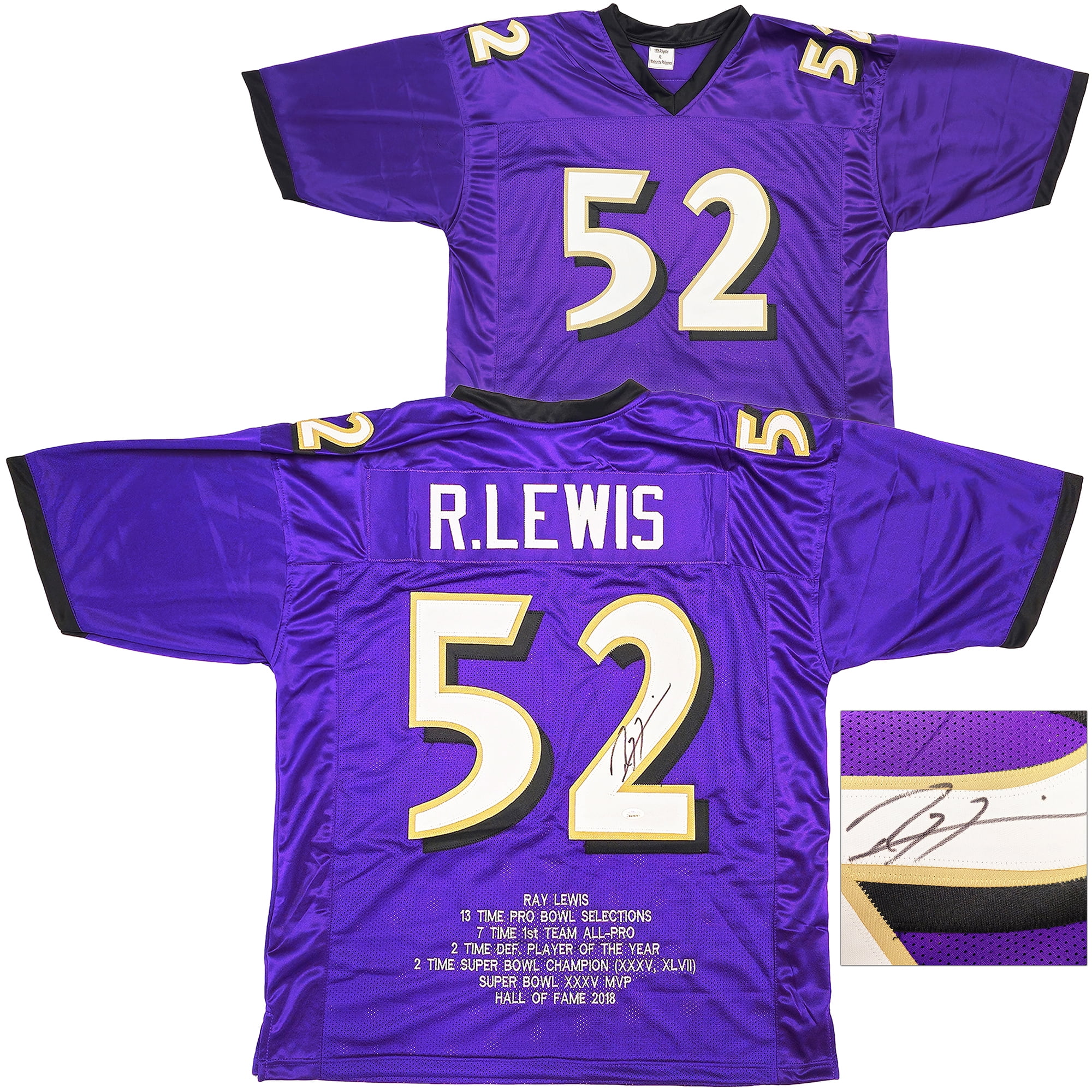 Baltimore Ravens Ray Lewis Autographed Purple Football Jersey With ...