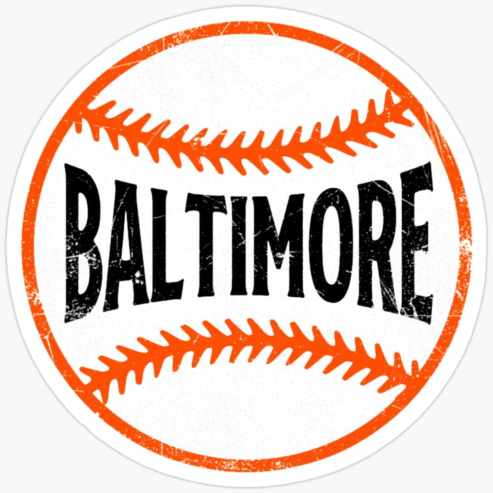Baltimore Retro Baseball - Black Sticker Baseball Sticker, Football ...