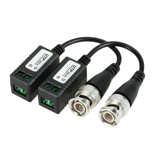 Balun HD Cat5 RJ45 to BNC Video Baluns Passive Transceiver Pack of 2, Network Transceiver for ...