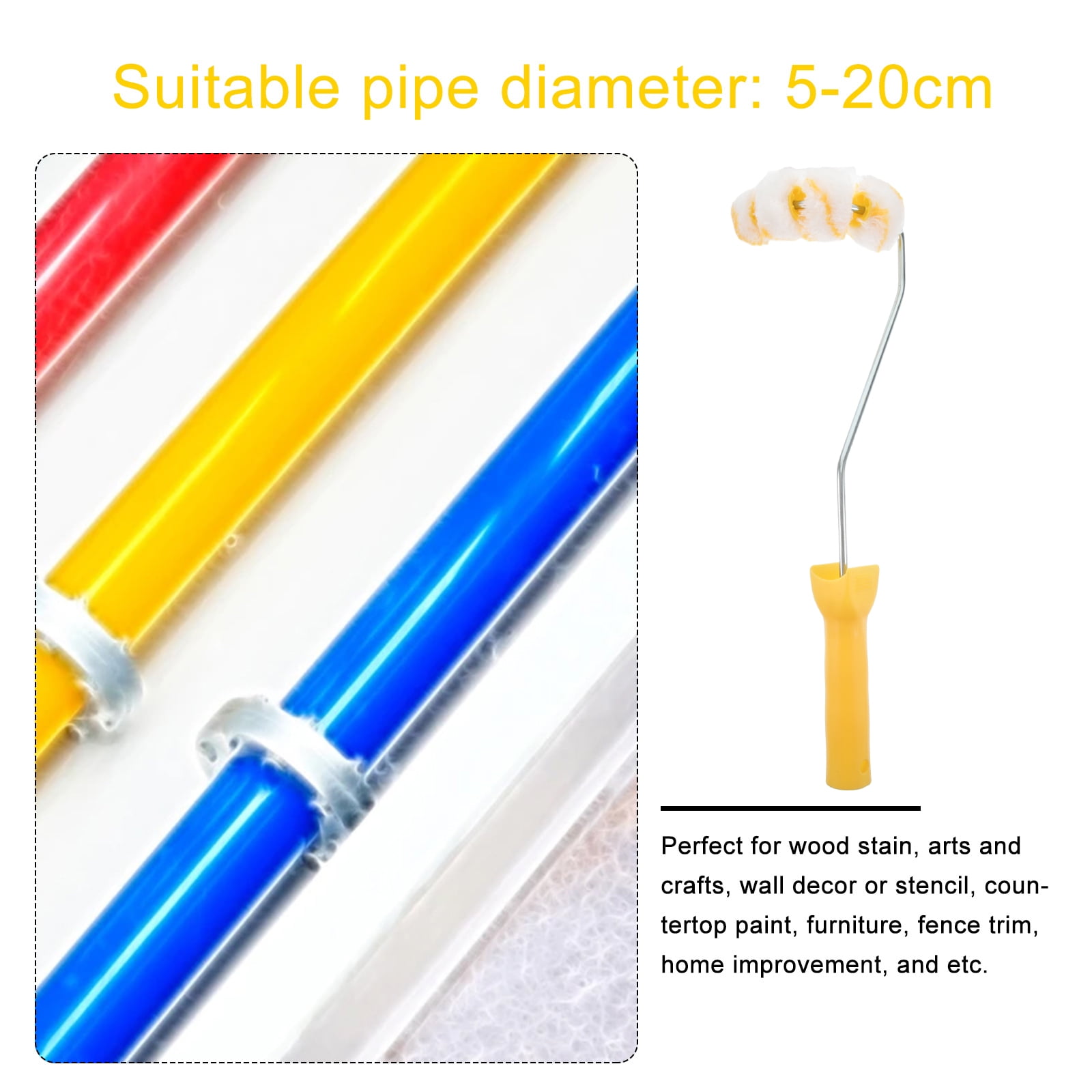 Baluue 1 Pc Arc 4 Wheels Pipe Tube Roller Brush Firefighting Pipe Paint ...