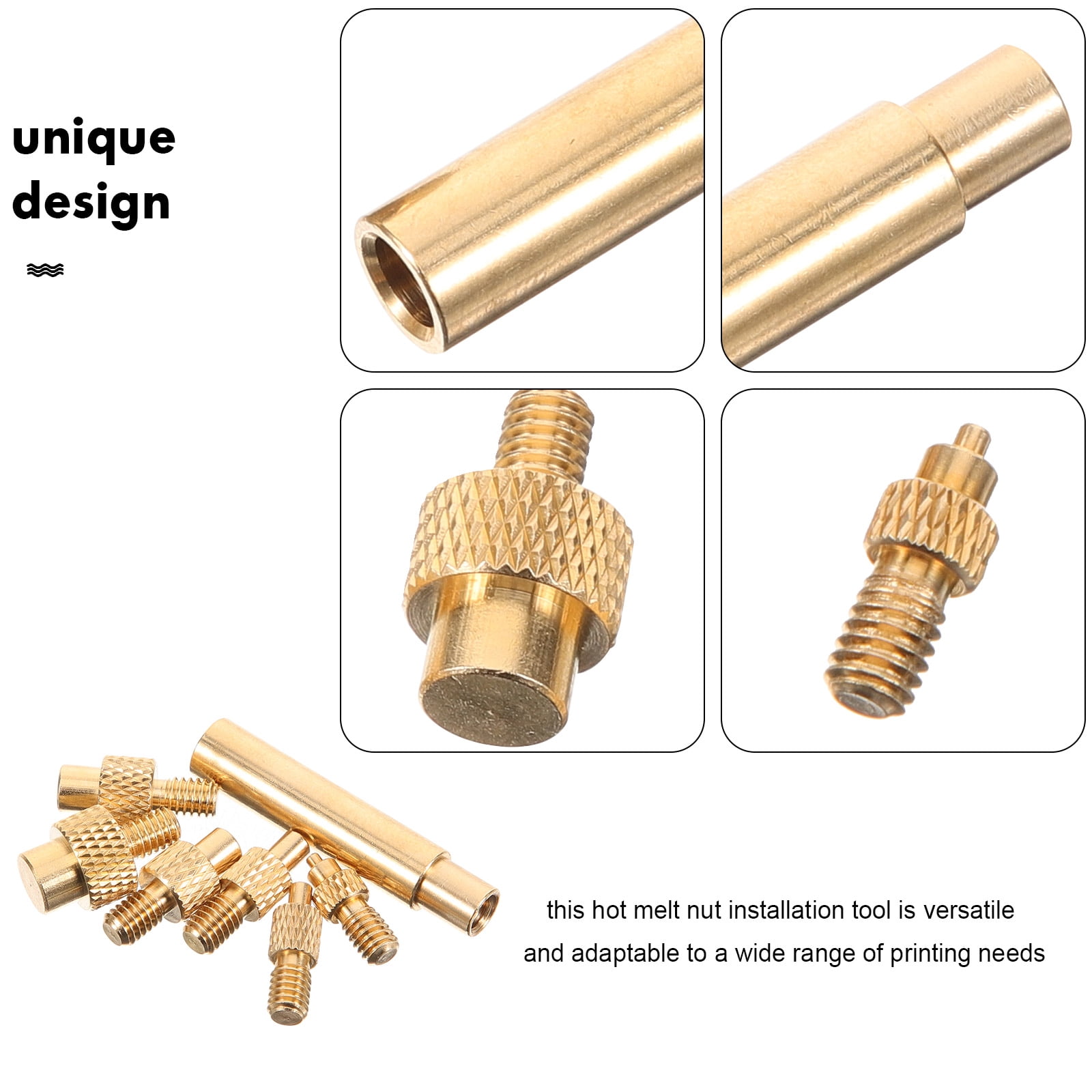 Golden Brass Heat Set Insert Tool for Soldering with Streamlined Design ...