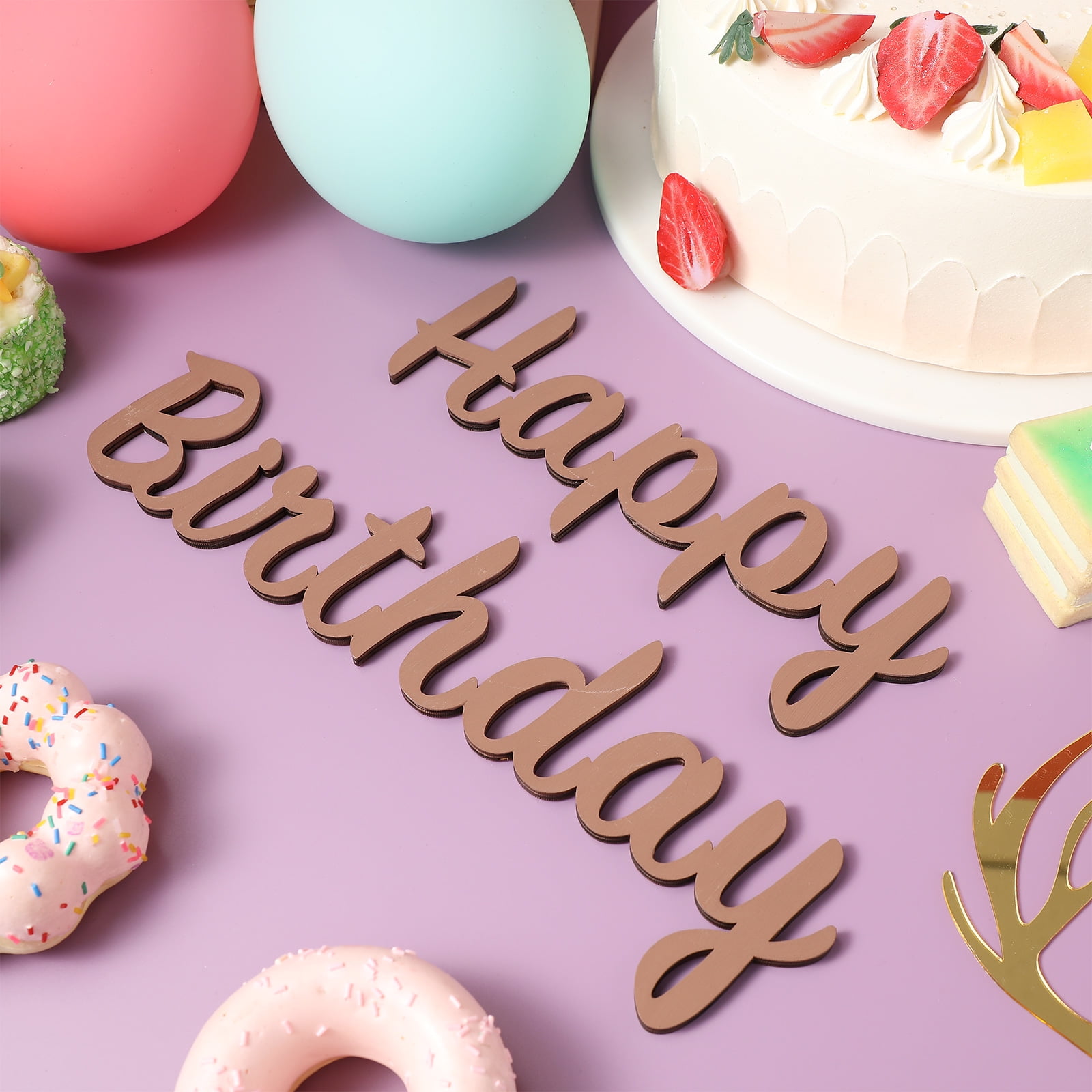 Happy Birthday Wall Stickers Set Wood Cutouts for Decor Black 1 Set ...