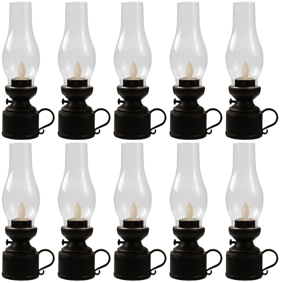 Baluue 10pcs Flameless LED Kerosene Lamp Plastic Kerosene Lamp Retro ...