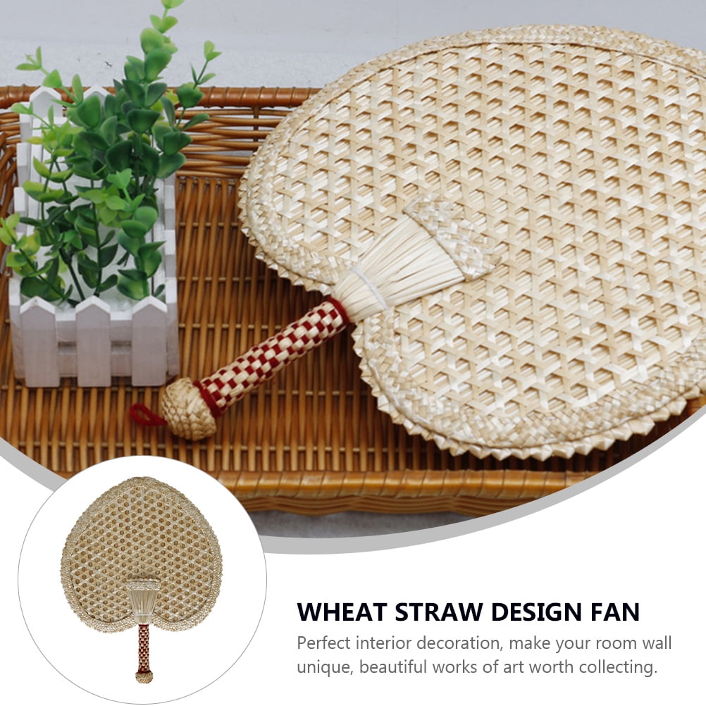 Baluue 1pc Handmade Fan Novel Wall Decoration Fan Natural Wheat Straw ...