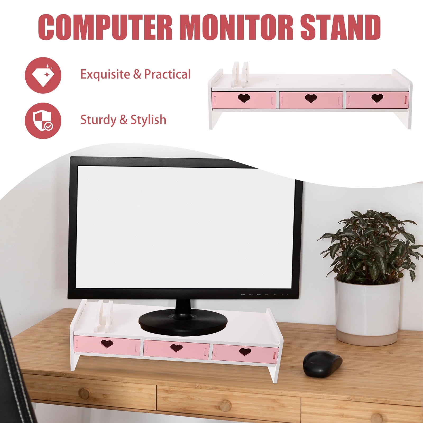 Baluue 1pc Multi-purpose Desktop Computer Monitor Stand Sturdy Durable ...