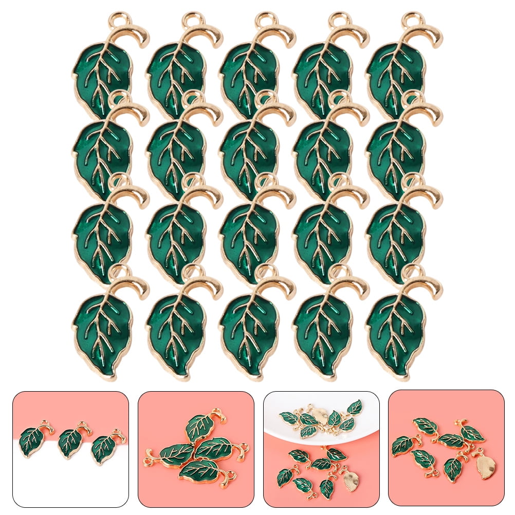 Baluue 20pcs Jewelry Making Accessory Green Leaves for Handcraft ...