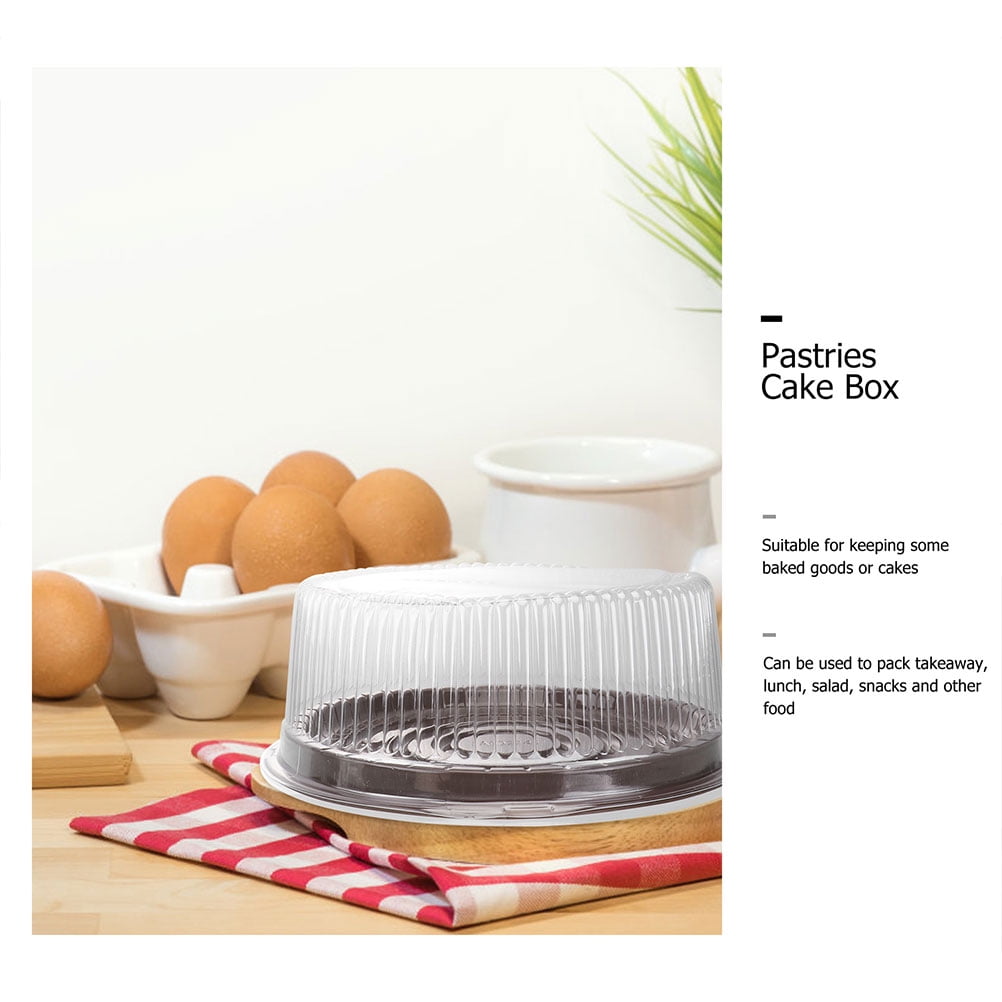Baluue Plastic Round Cake Containers Carrier with Clear Lids for ...