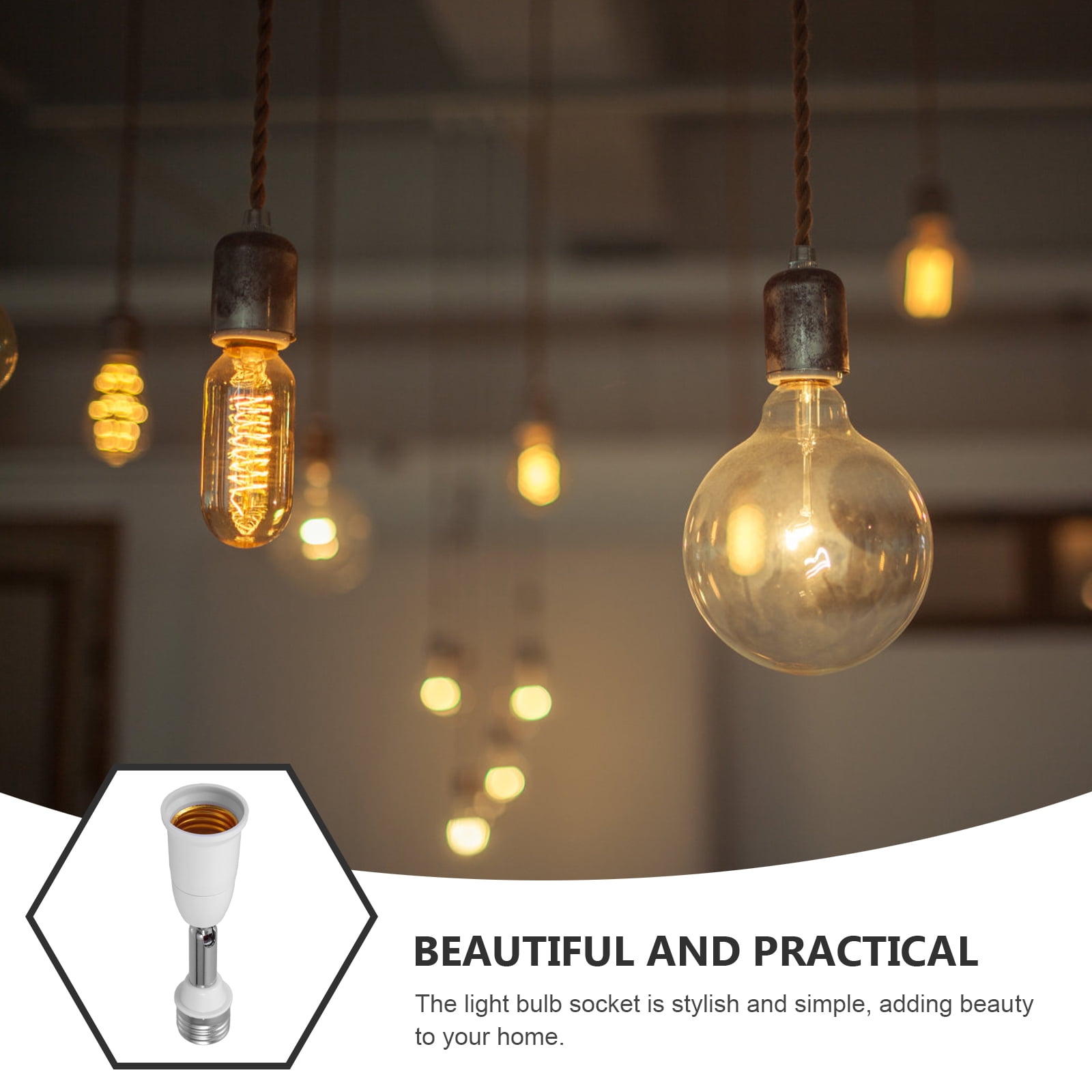 Baluue 2pcs Light Bulb Socket Extender Bendable Light Socket Adapter ...