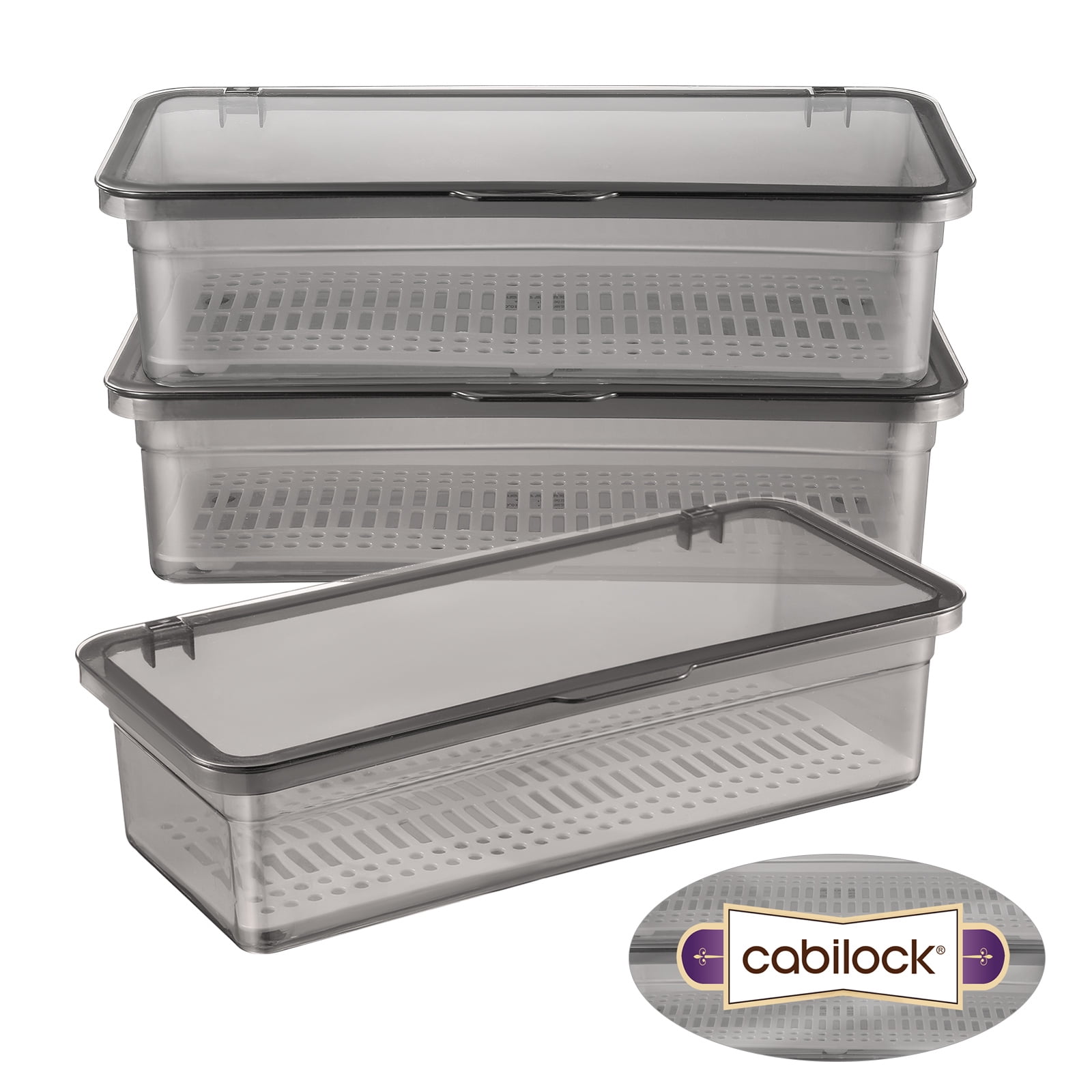 Baluue 3 Pcs Flatware Plastic Trays with Lid Cutlery Organizer ...