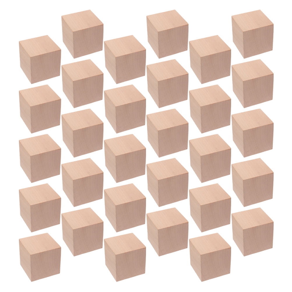 Baluue 30pcs Block Wood Cubes For Crafts Small Wood Cubes Unfinished ...