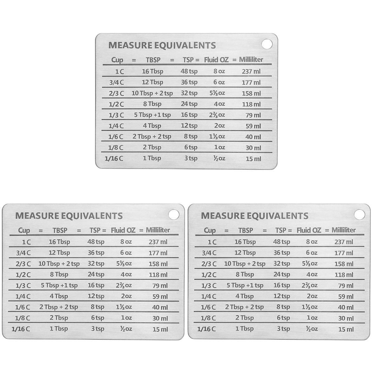 Baluue 3pcs Stainless Steel Fridge Magnet Measure Equivalents Magnet ...