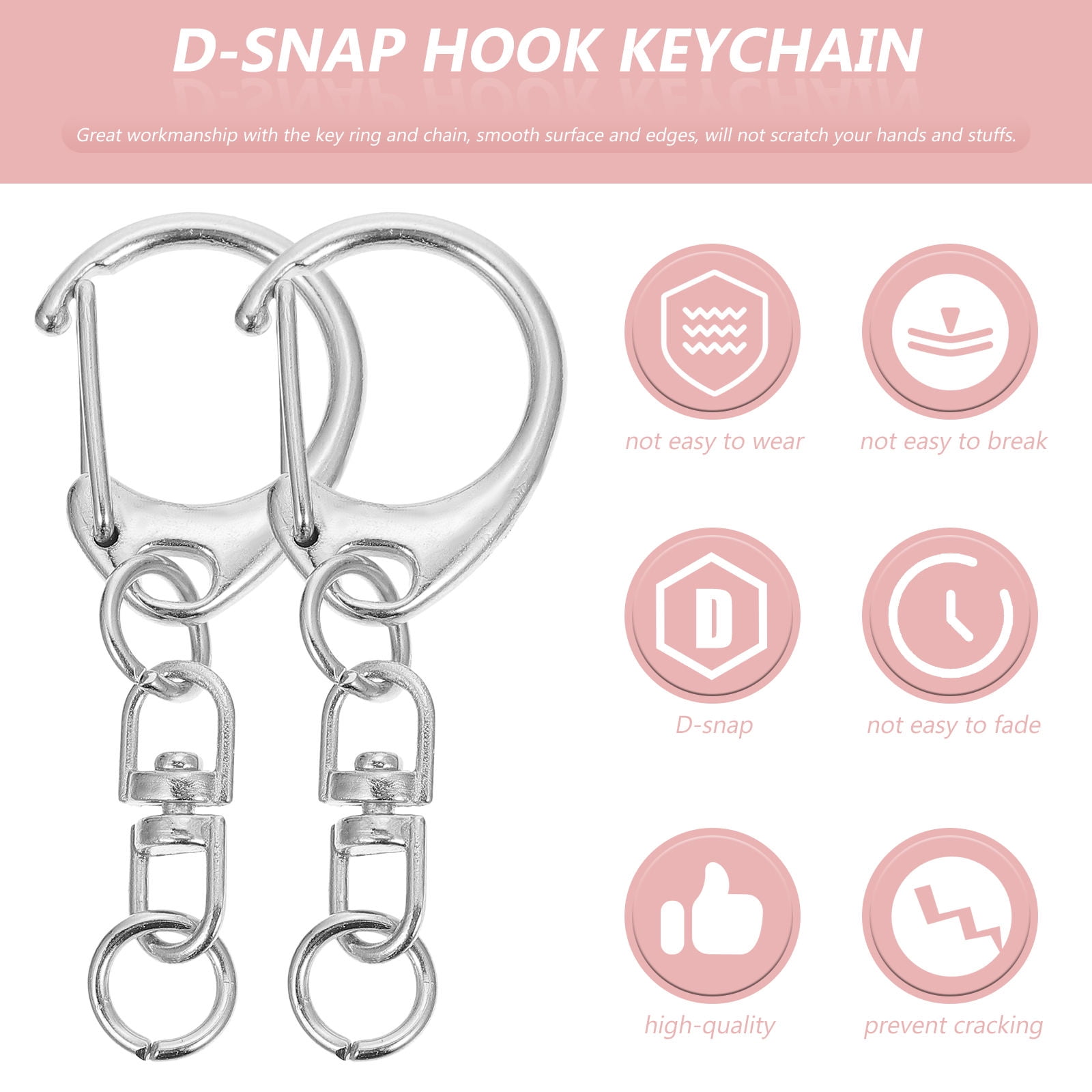 Baluue 50Pcs Silver Hook Keychain with Smooth Edges for Hanging Key ...