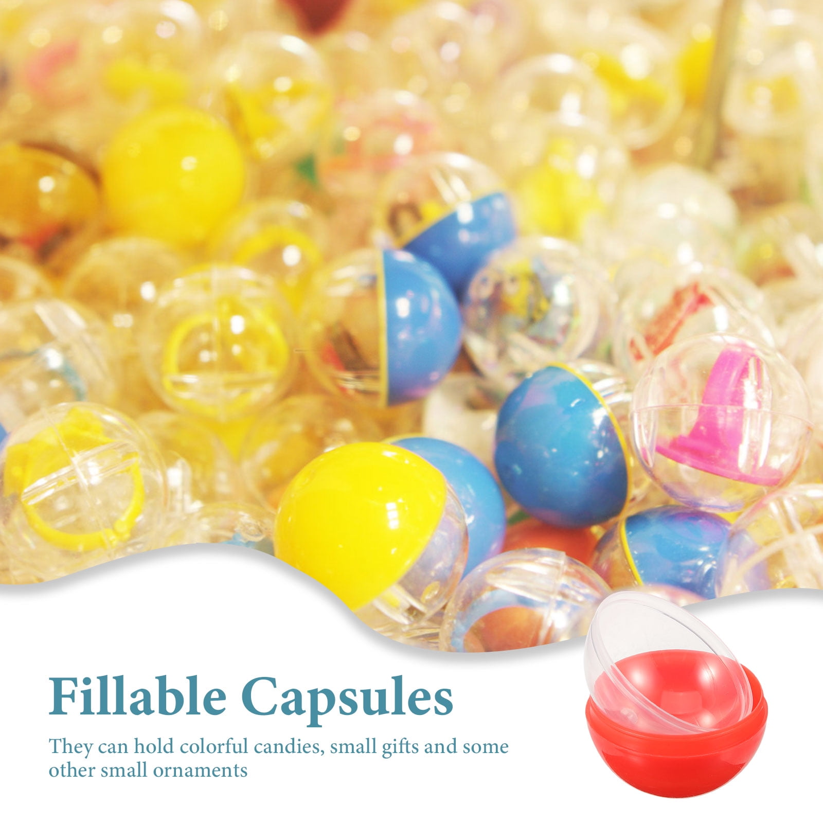 Baluue 50pcs Empty Round Capsules Reusable Fillable Capsules Vending ...