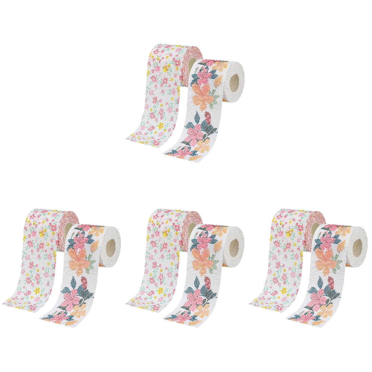 Baluue 8 Rolls of Floral Printed Toilet Papers Flower Pattern Toilet ...