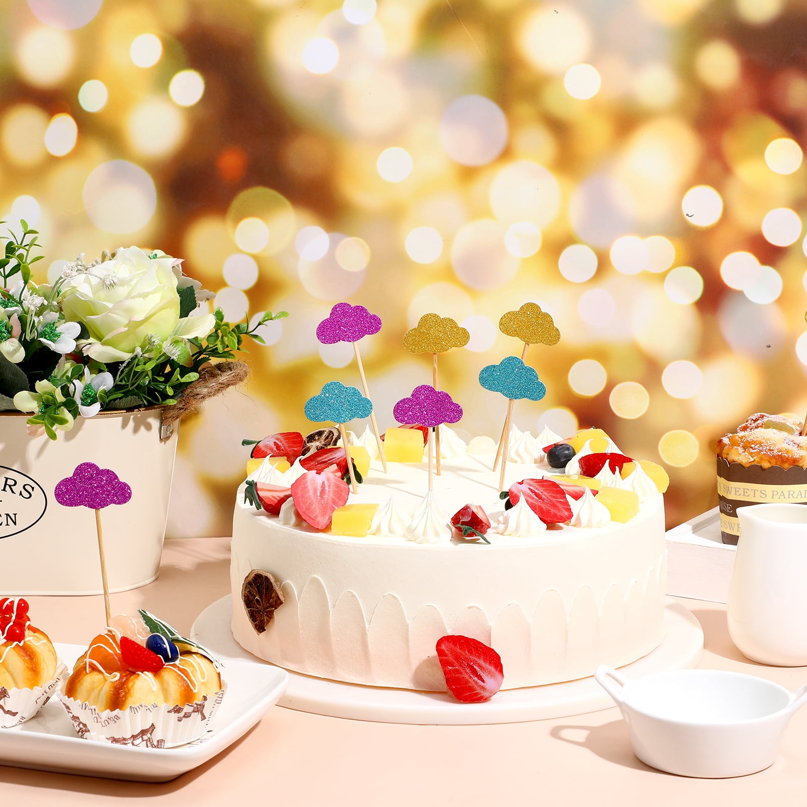Baluue Birthday Cake Pick Decorations Cake Toppers Assorted Color 20PCS ...