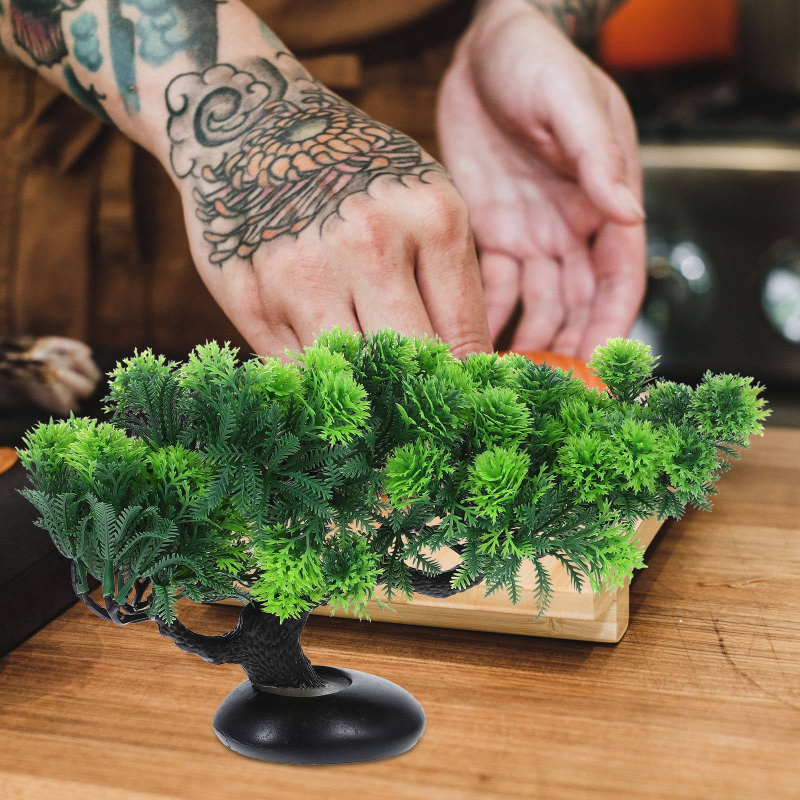 Baluue Lifelike Fake Pine Tree Statue for Sushi Dish Plate Ornament ...