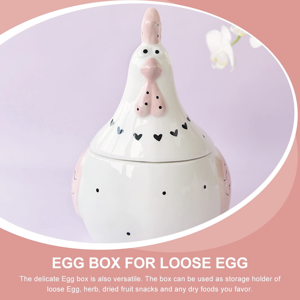 Baluue Ceramic Egg Storage Box with Lid for Loose Eggs and Dry Foods ...