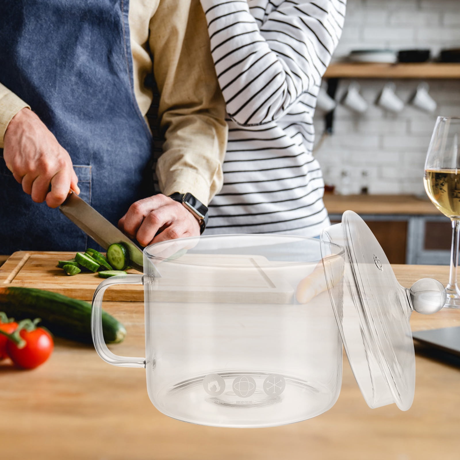 Baluue Glass Cooking Pot,Glass Cooking Pot Simmer Pot with Lid and ...