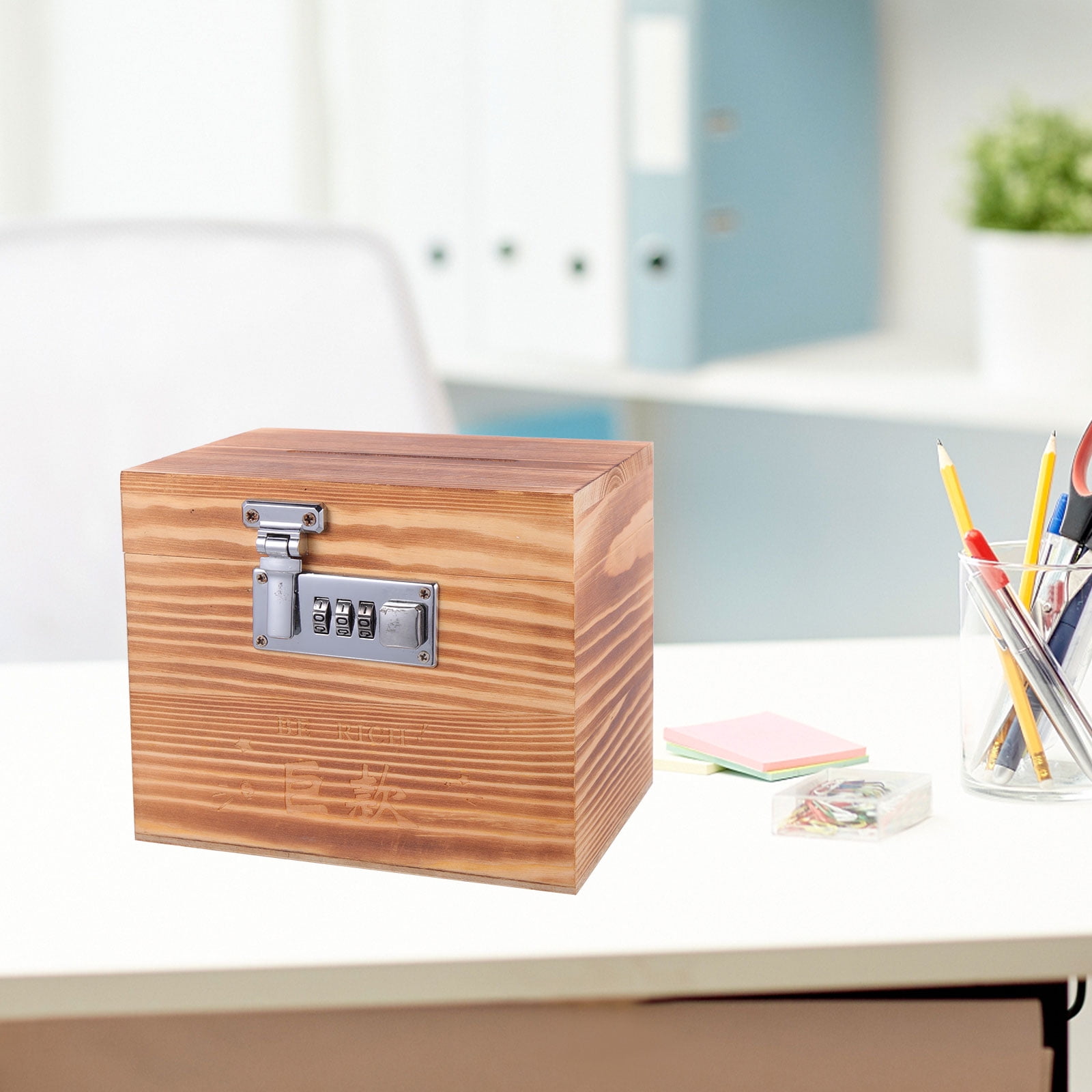 Baluue Money Storage Box with Lid Simple Style Wooden 1Pcs - Walmart.com