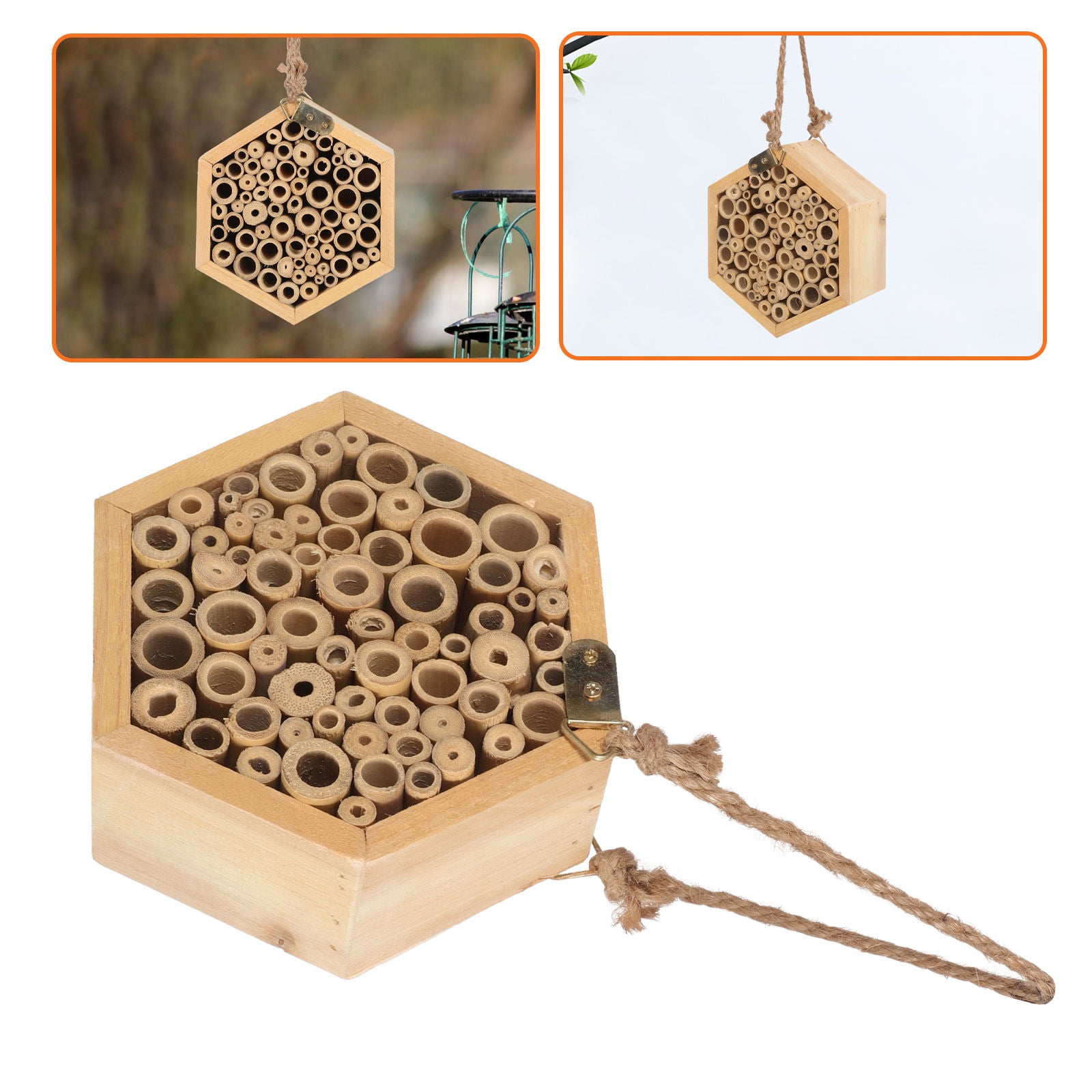 Baluue Multi Use Wooden Bee House Natural Bee Nest For Garden Hanging ...