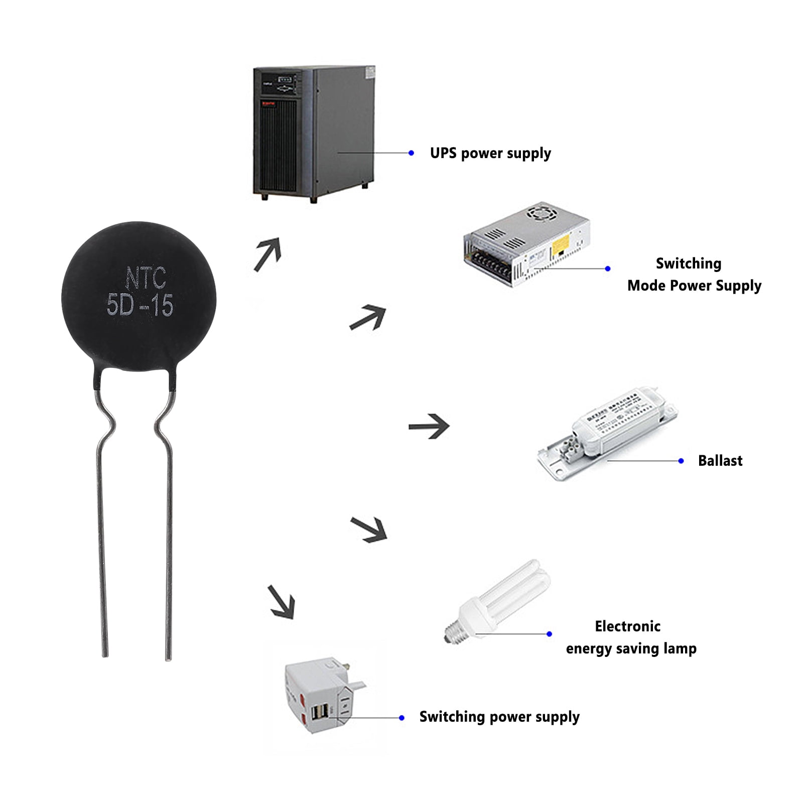 Baluue 20Pcs Ntc Thermistors Inrush Current Limiter Thermal Resistor ...