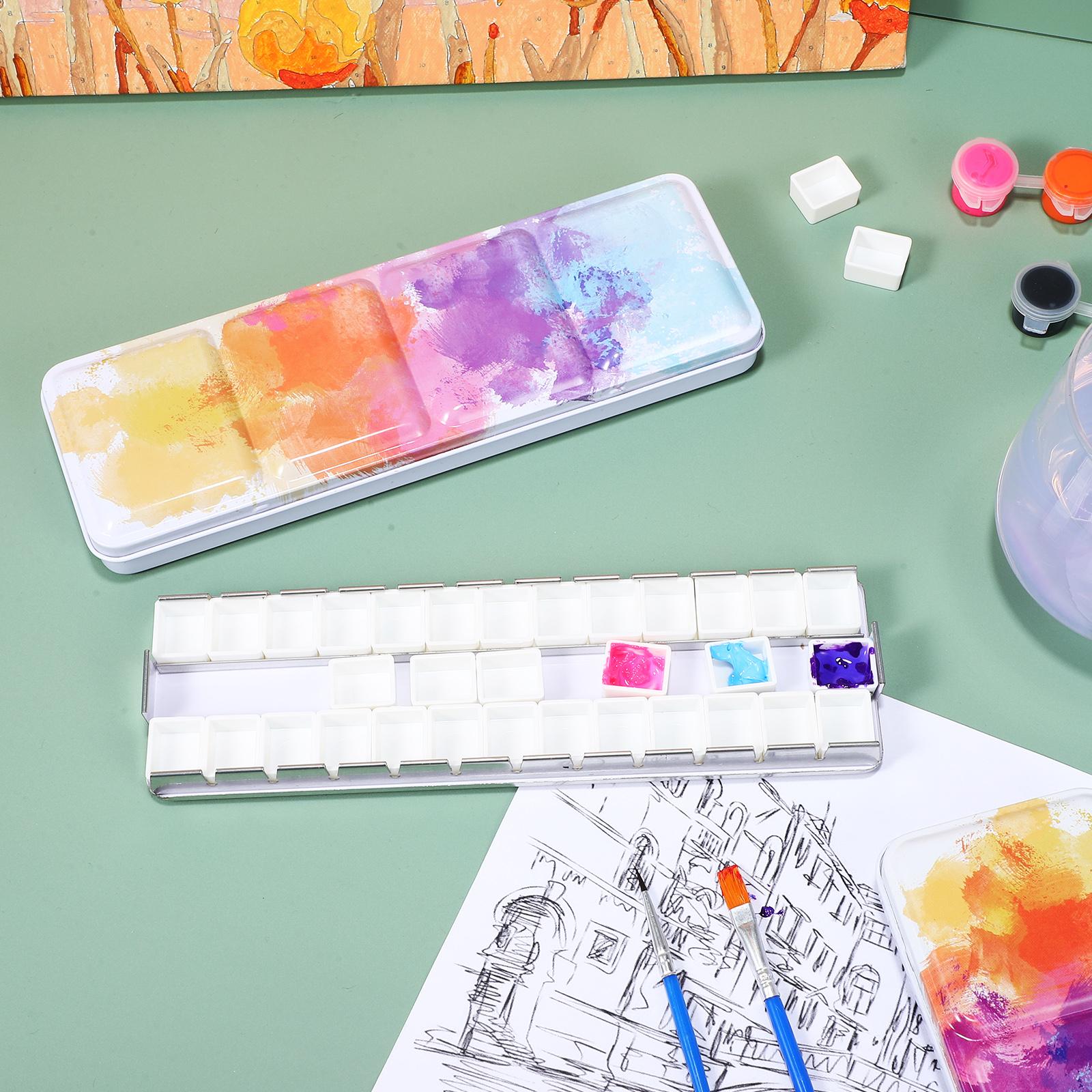 Baluue Watercolor Palette Watercolor Pigment Box Empty Watercolor ...