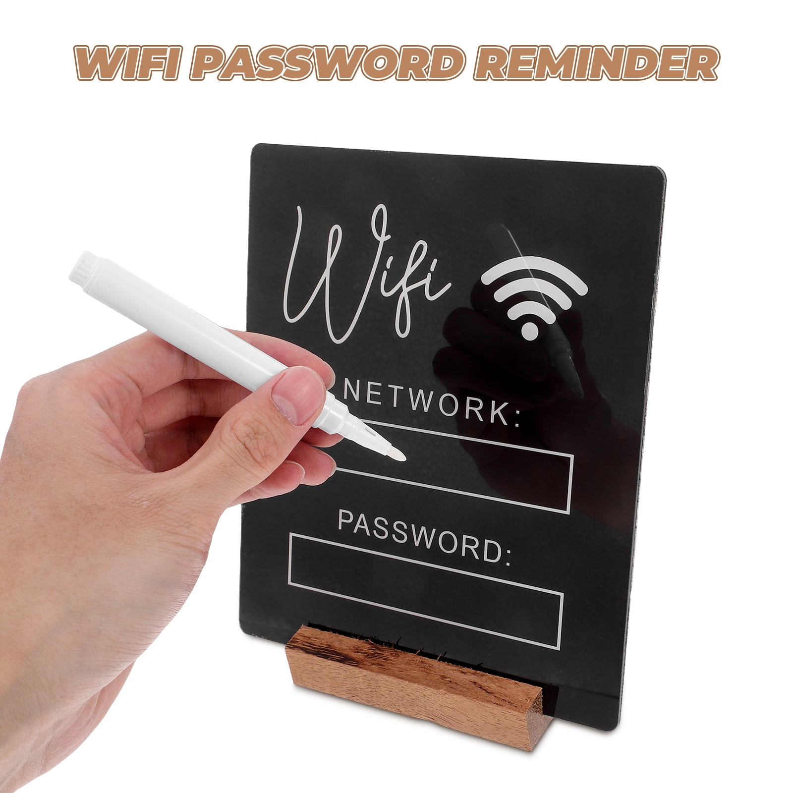 Baluue Black Acrylic WiFi Sign for Desk with Password Display and ...