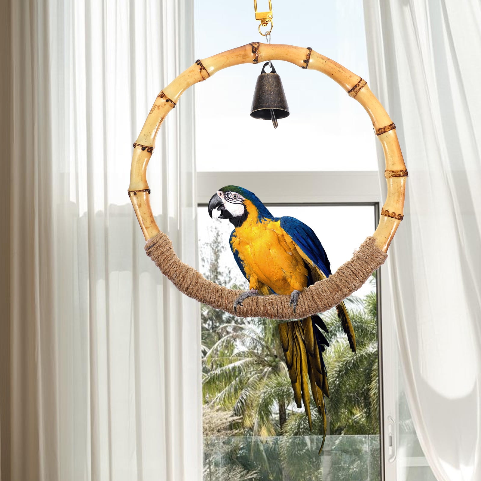 Baluue Bird Toy Swing Bamboo Khaki Interactive Play Indoor Set ...