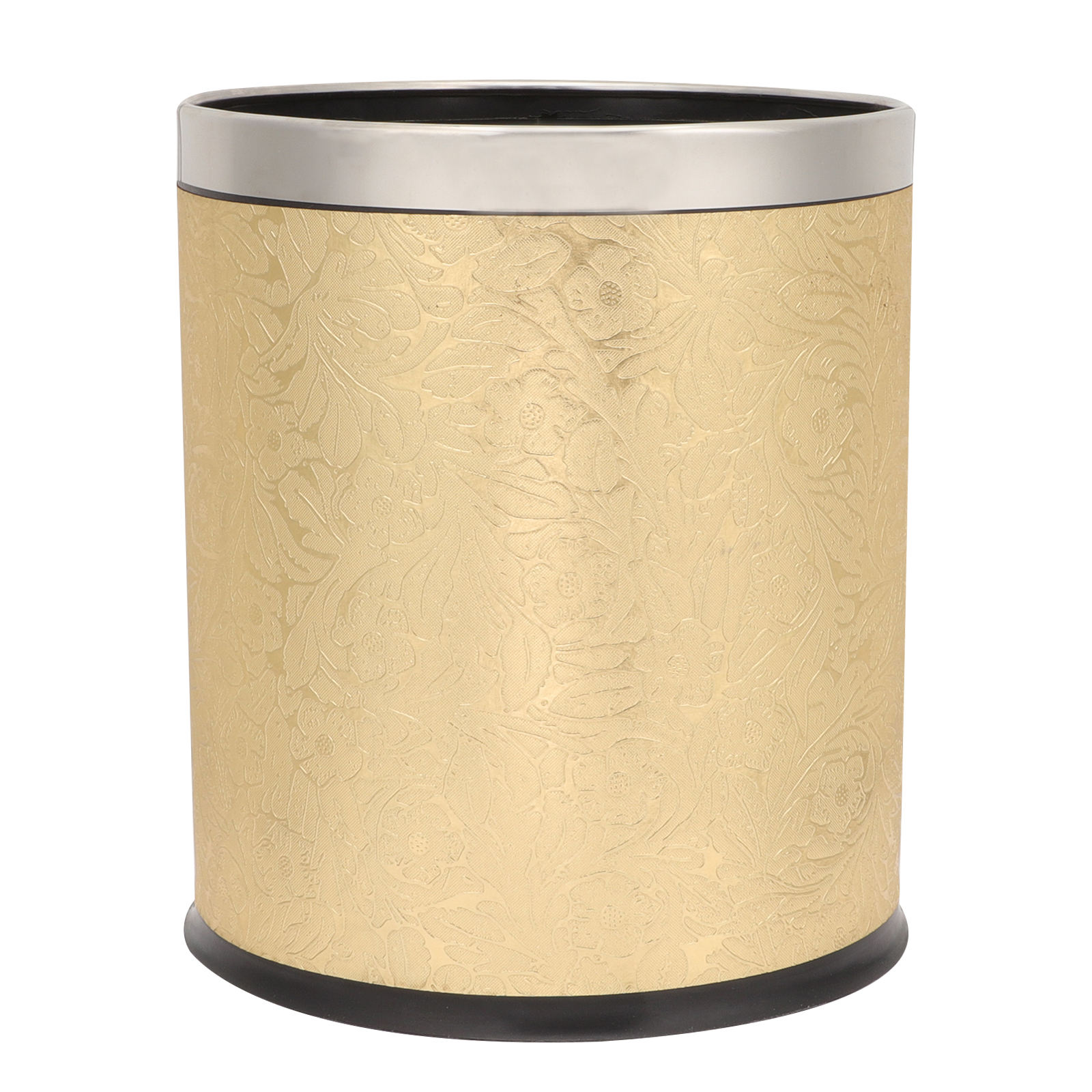 Baluue decorative waste baskets Round Trash Bin Golden for Bathroom Use ...