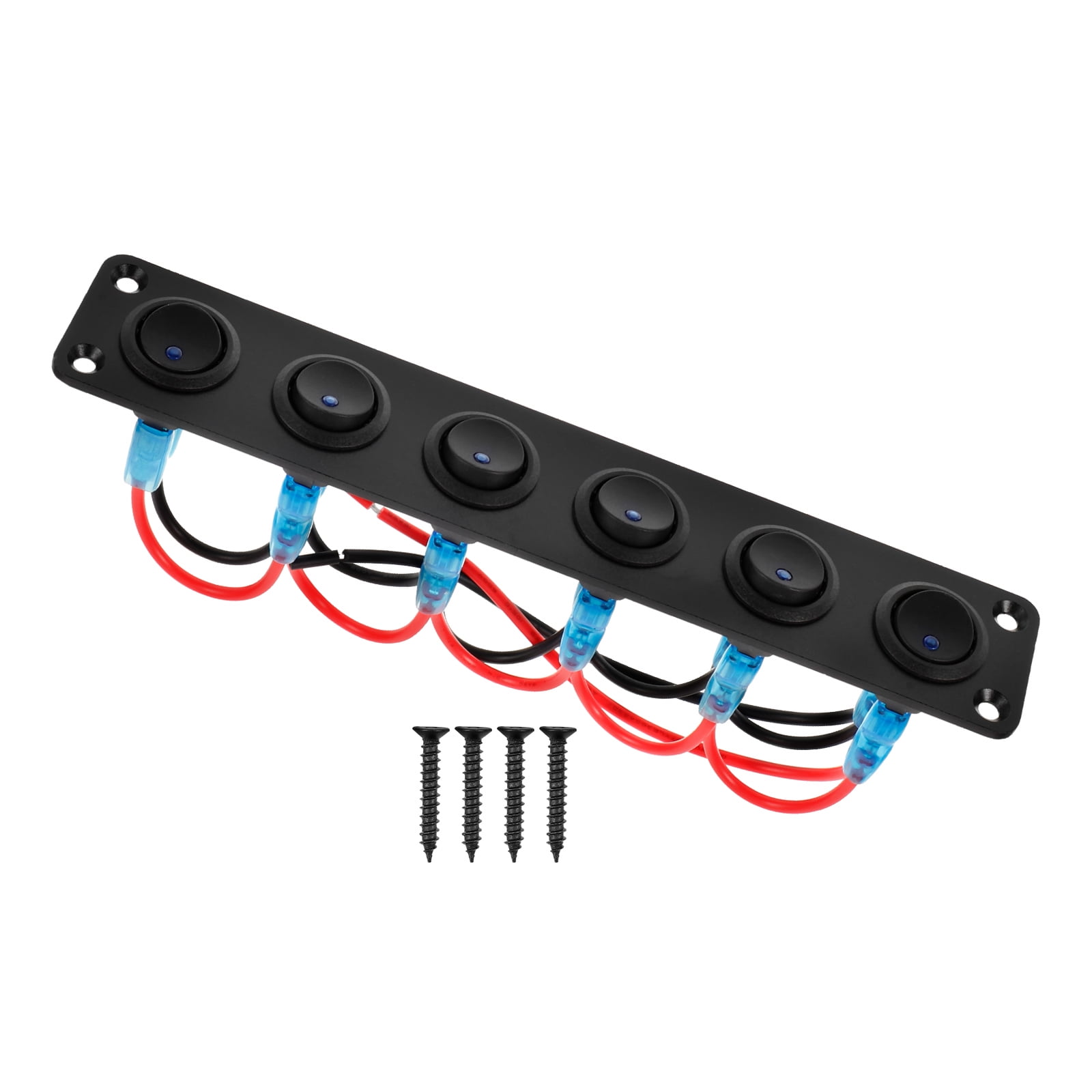 Baluue Black Automotive Switch Panel 6 Gang Rocker Aluminum for Car and ...