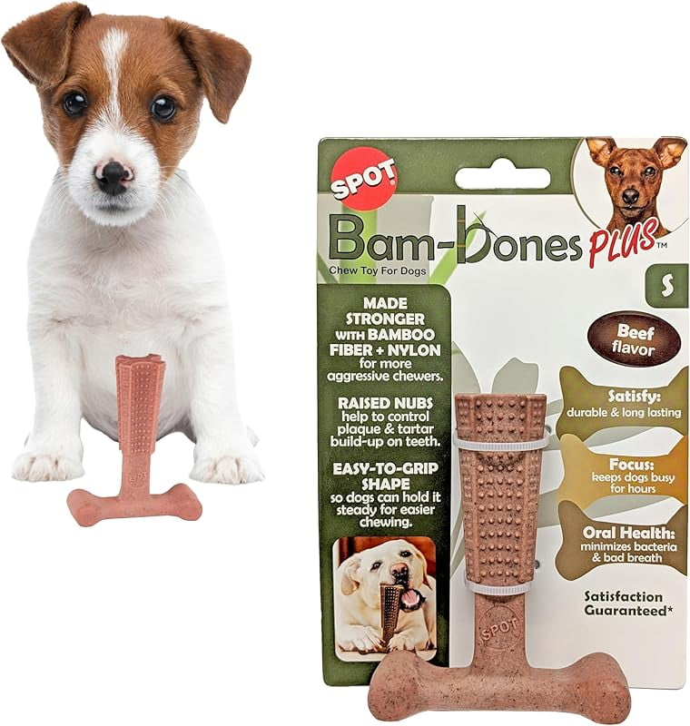 Bam-Bones Plus T Bone - Bamboo Fiber & Nylon, Durable Long Lasting Dog ...